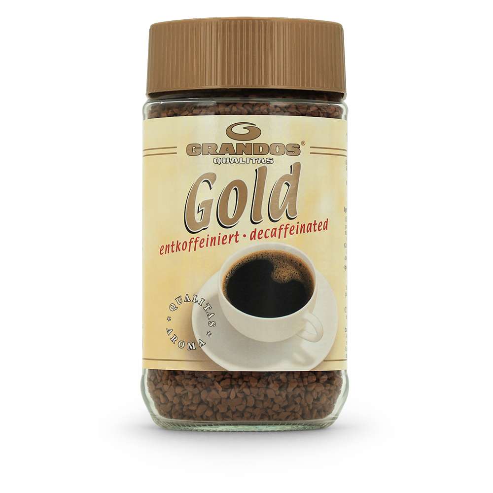 GRANDOS® Gold Instant Coffee Decaf. უნალექო (ხსნადი) ყავა კოფეინის გარ ...